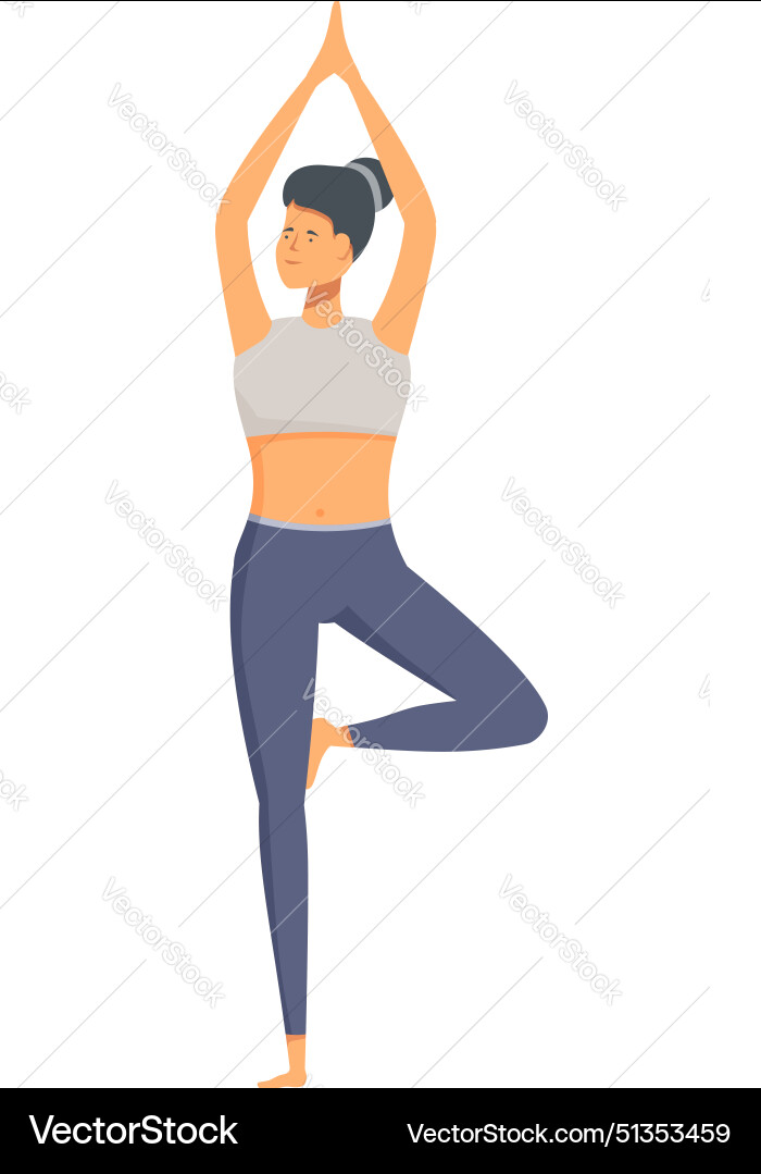 Woman practicing yoga tree pose Royalty Free Vector Image