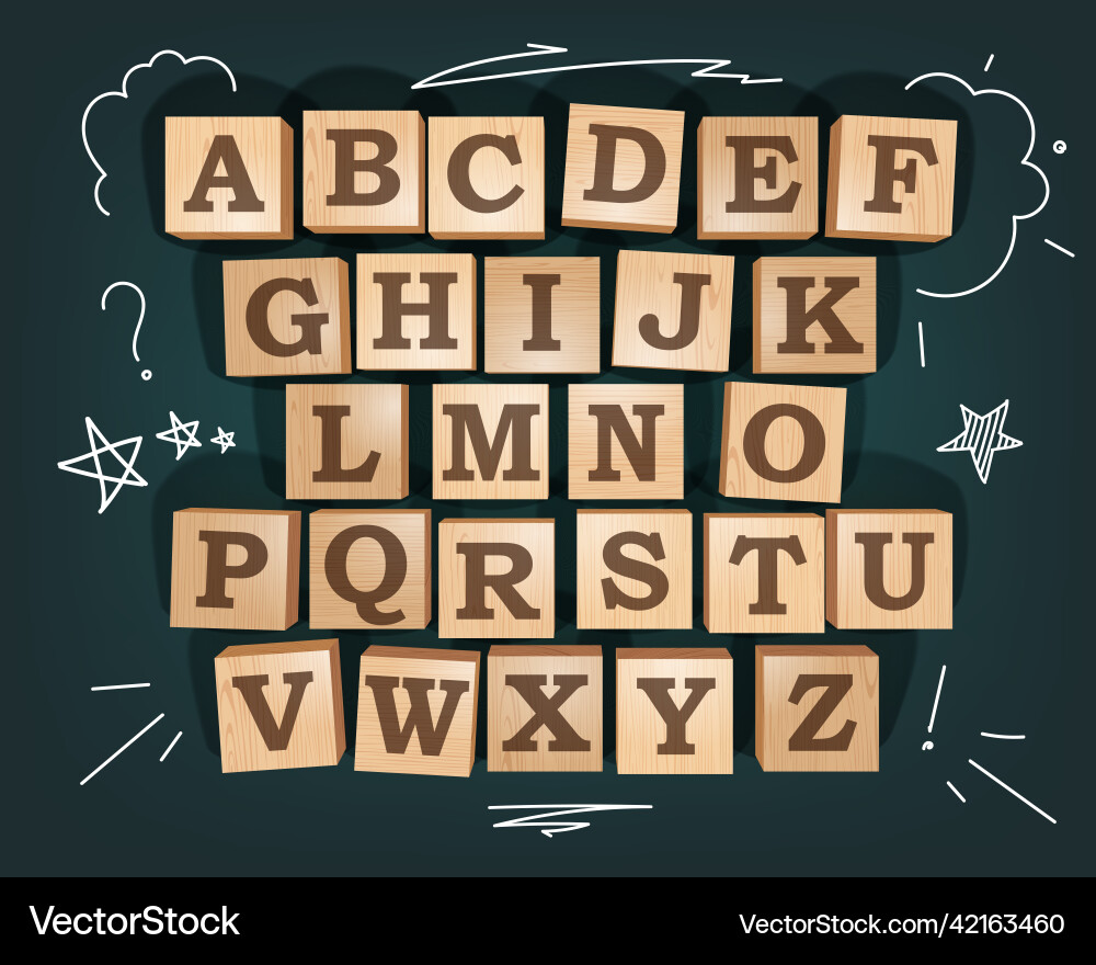 Abc wooden blocks Royalty Free Vector Image - VectorStock