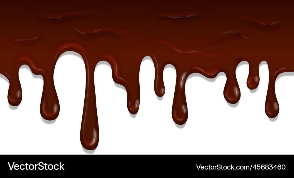 Chocolate dripping horizontal border sweet liquid Vector Image