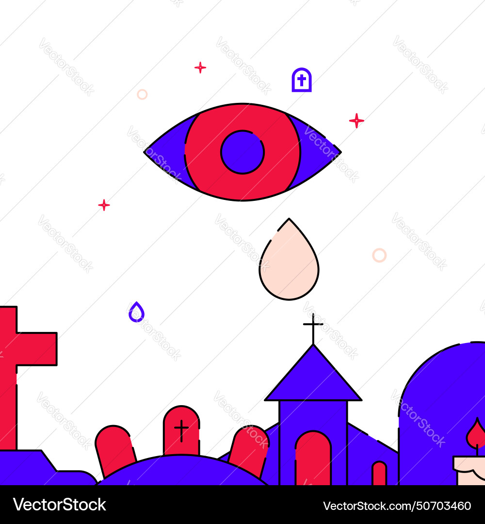 Crying sorrow filled line icon simple Royalty Free Vector