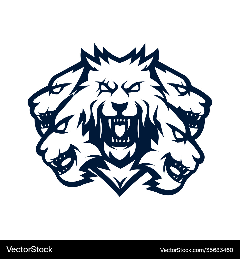 Five headed wolf Royalty Free Vector Image - VectorStock