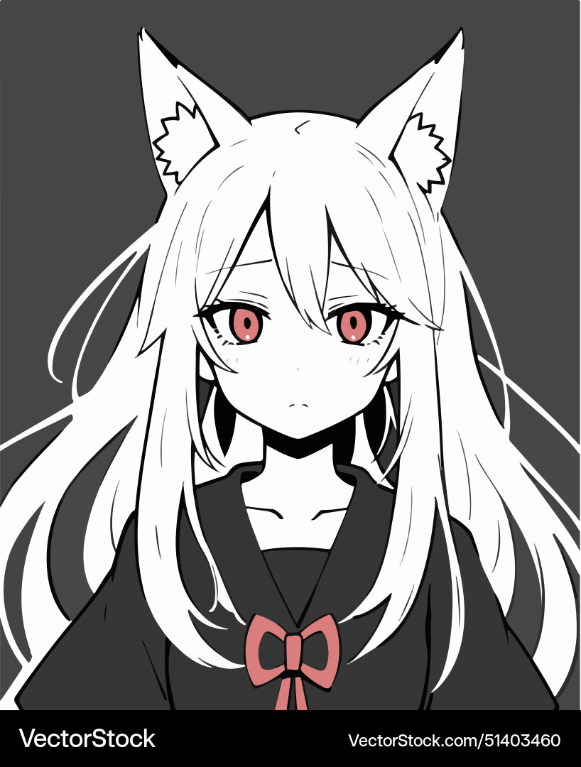 Girl wolf in manga style Royalty Free Vector Image