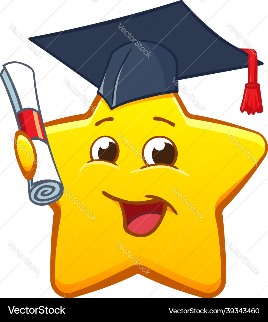 Happy cartoon star student graduation Royalty Free Vector