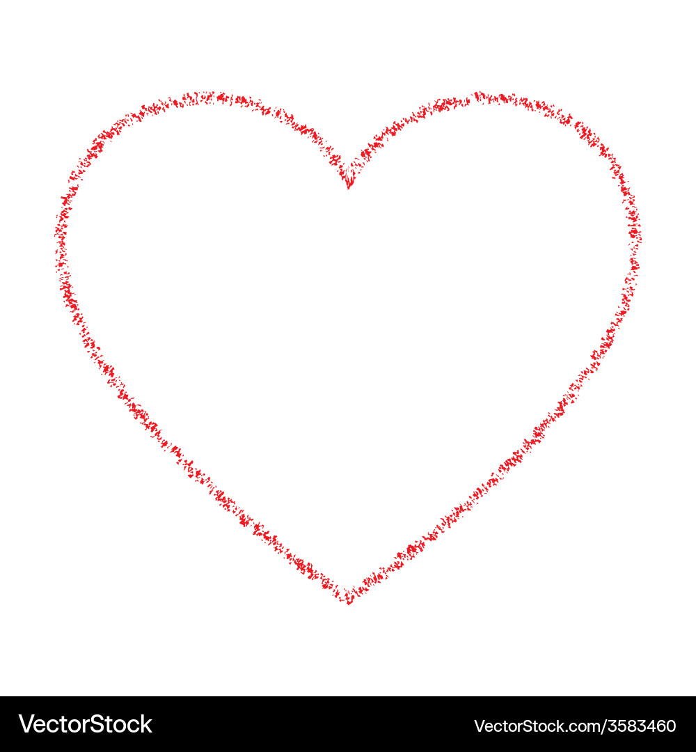 Red hand drawn thin contour grunge heart logo Vector Image