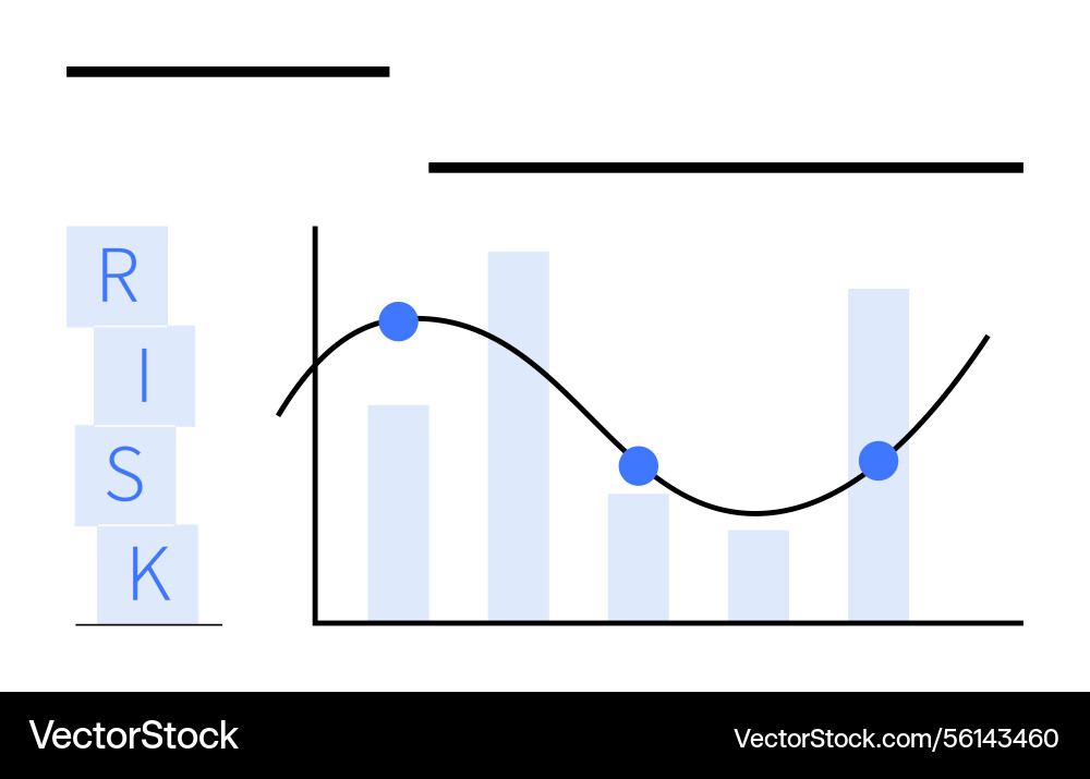 Risk analysis with bar graph line Royalty Free Vector Image