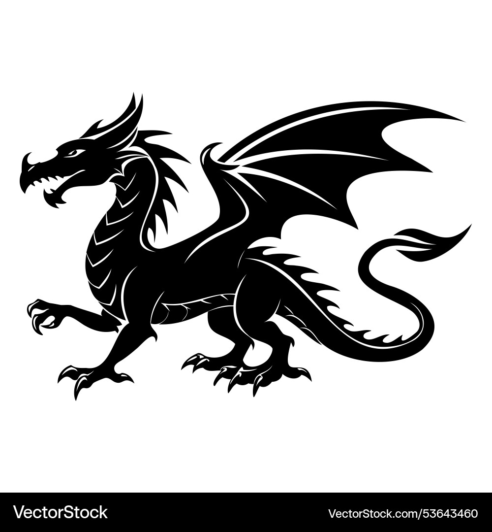 Simple dragon silhouettes Royalty Free Vector Image