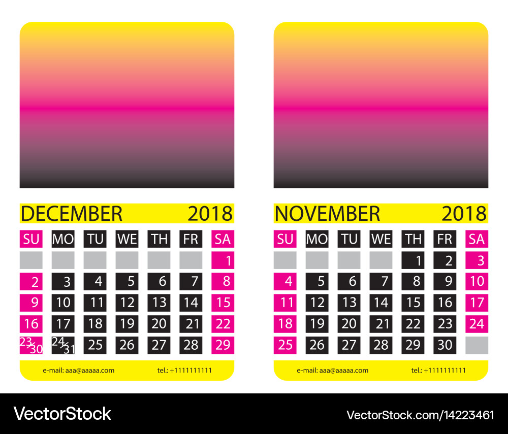 Calendar griddecember november Royalty Free Vector Image