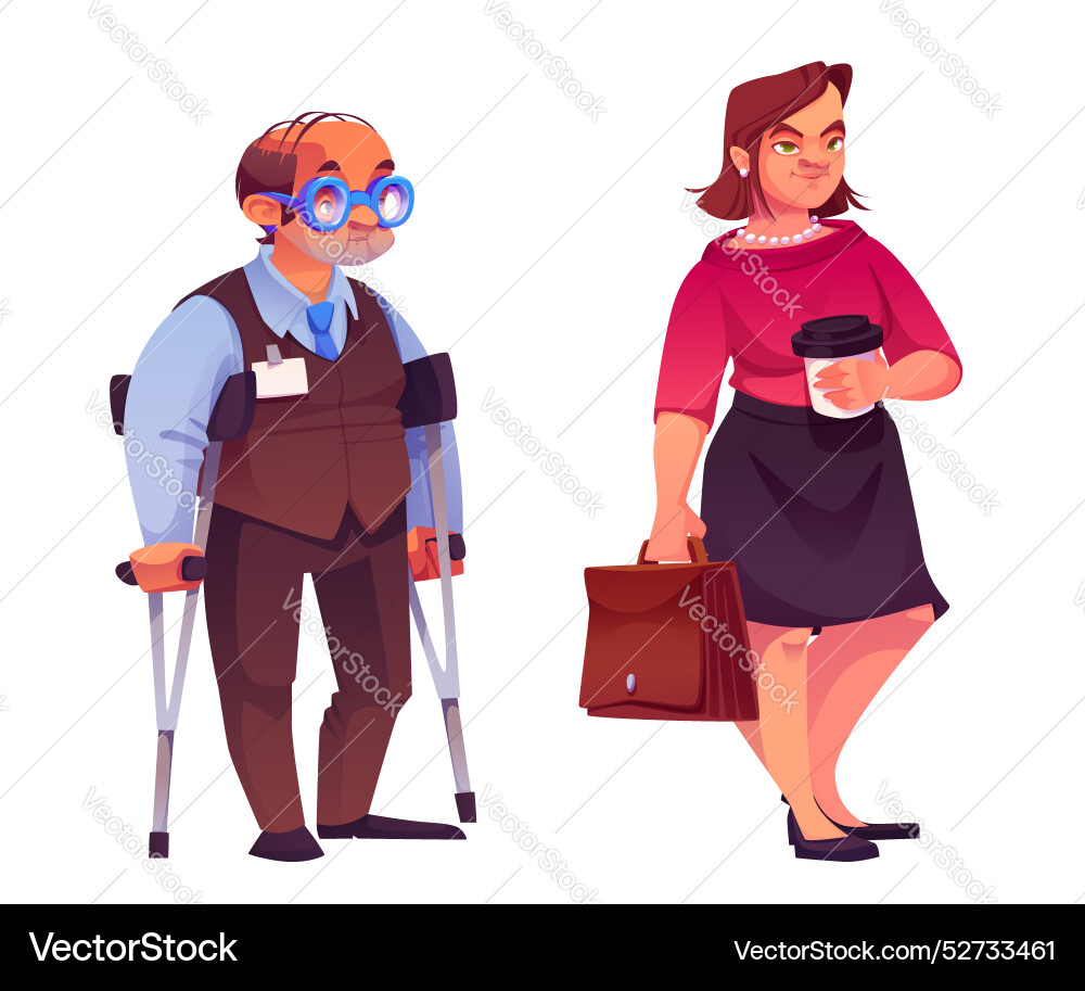 Disable person in business clothes at office work Vector Image
