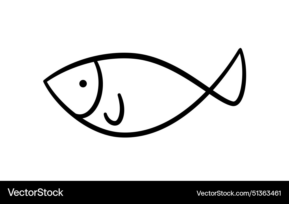 Doodle fish icon hand drawn sea children Vector Image