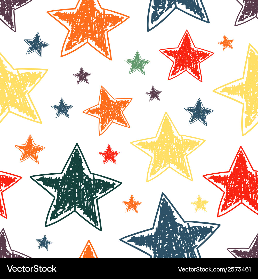 Hand drawn stars seamless pattern Royalty Free Vector Image