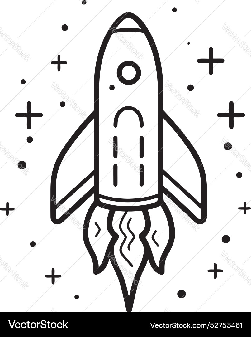 Nebula navigator rocket lineart emblem logo comet Vector Image