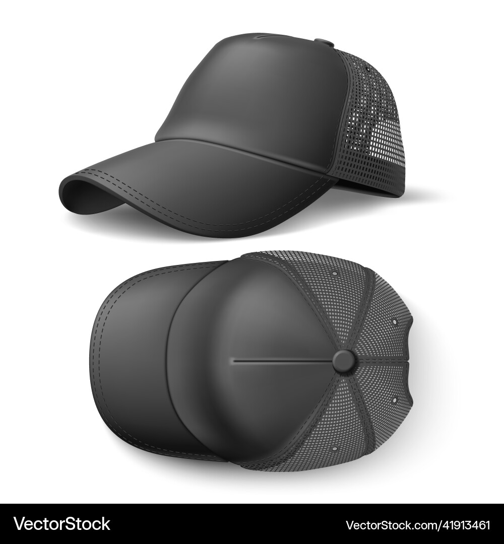 Snapback baseball cap mockup realistic black Vector Image