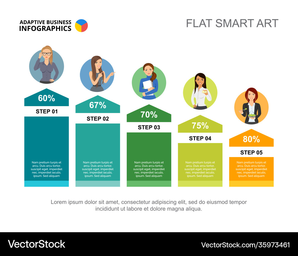 Step statistics slide template Royalty Free Vector Image