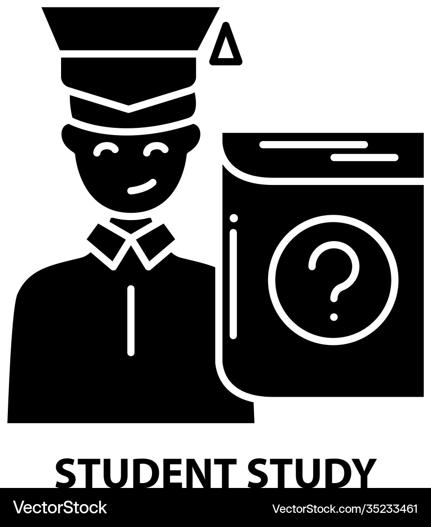 Student study icon black sign Royalty Free Vector Image
