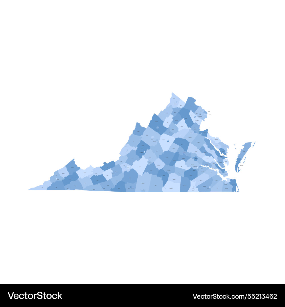 Administrative map of virginia va Royalty Free Vector Image