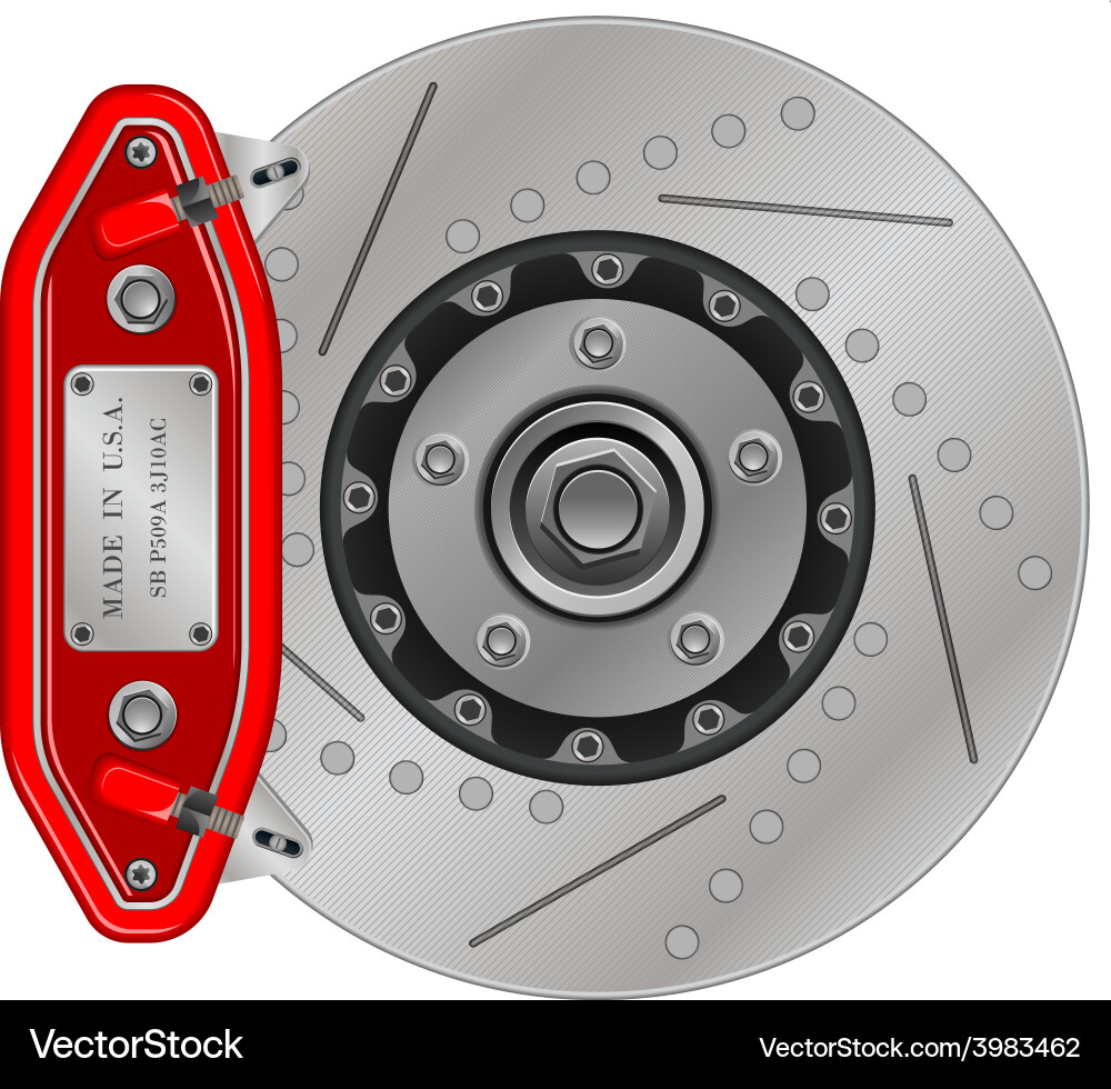 Brake disc with caliper Royalty Free Vector Image