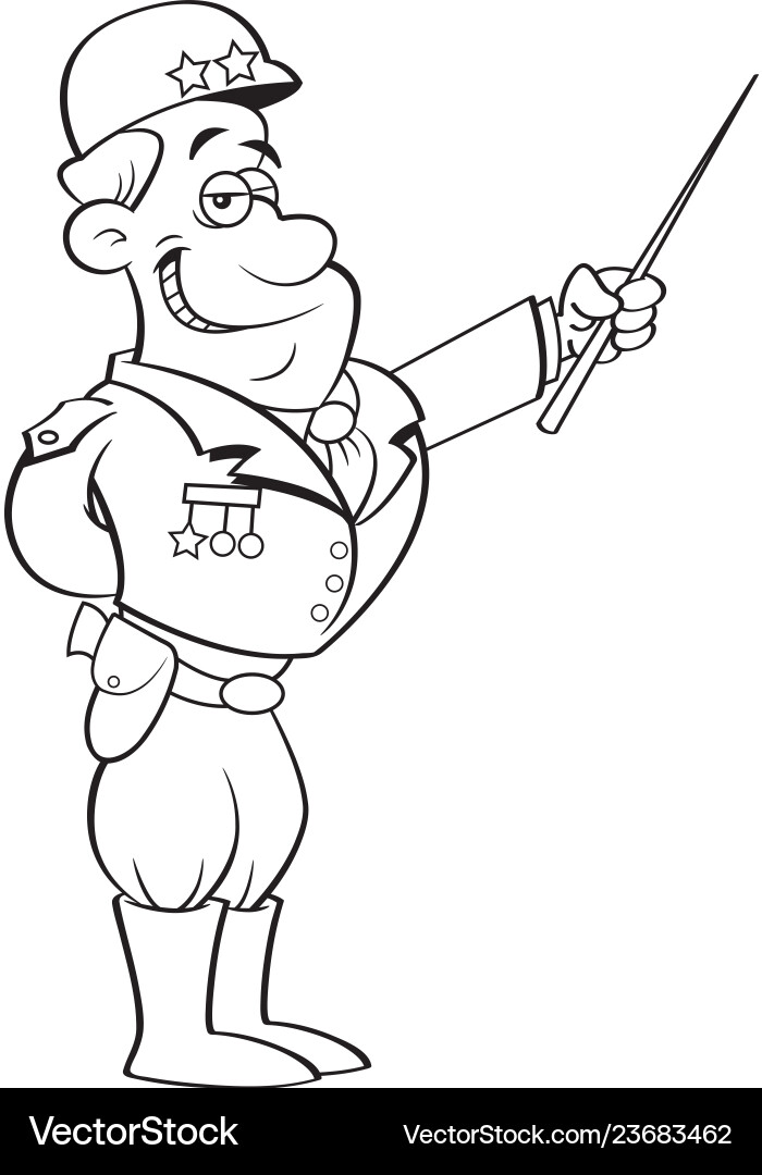 Cartoon general in a uniform pointing Royalty Free Vector