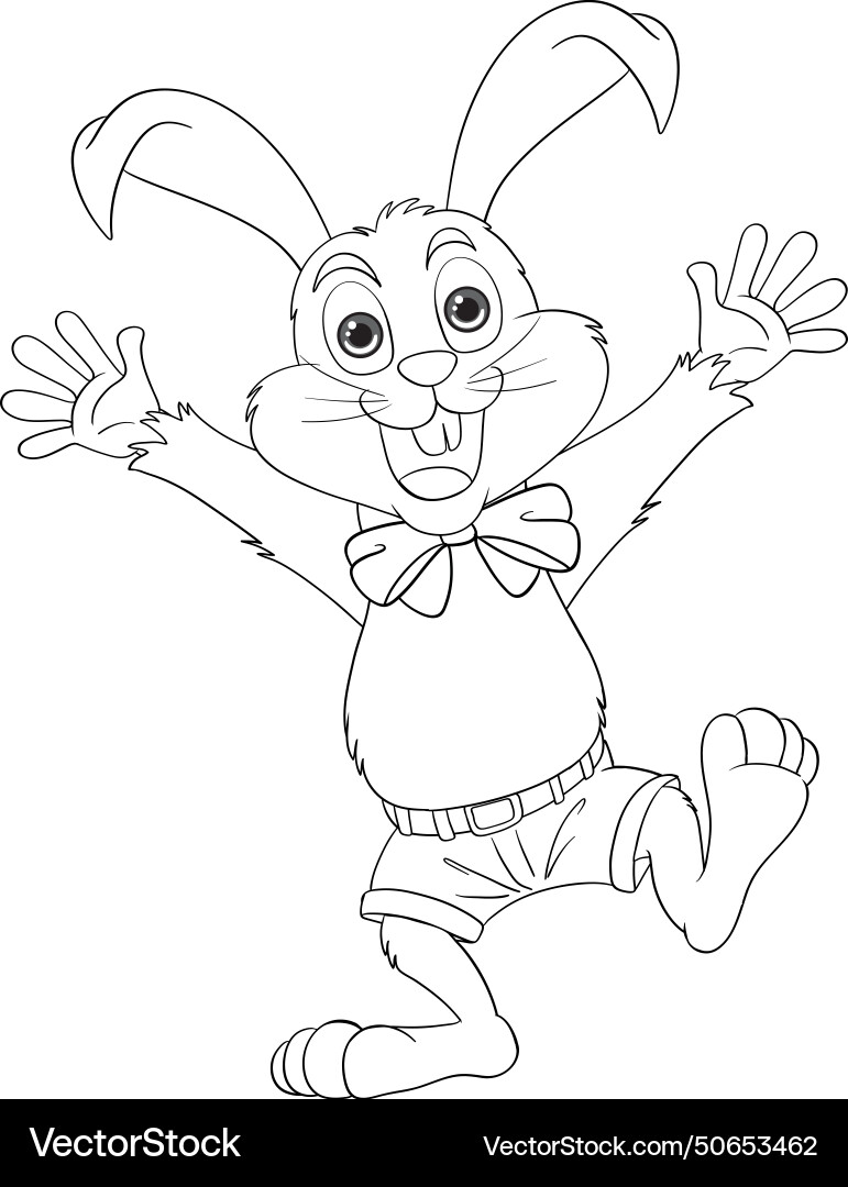 Cartoon rabbit jumping with excitement Royalty Free Vector