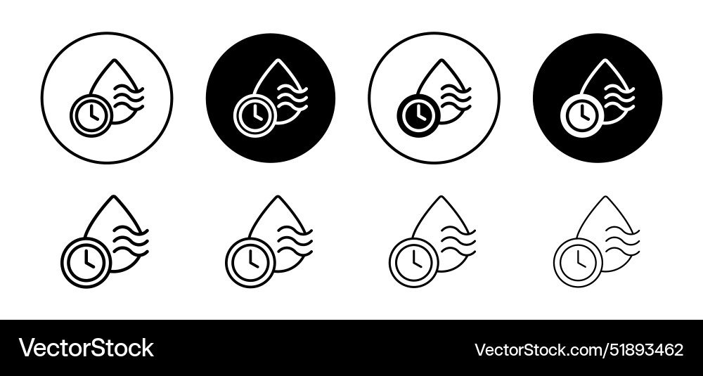 Dry time icon set collection outline Royalty Free Vector