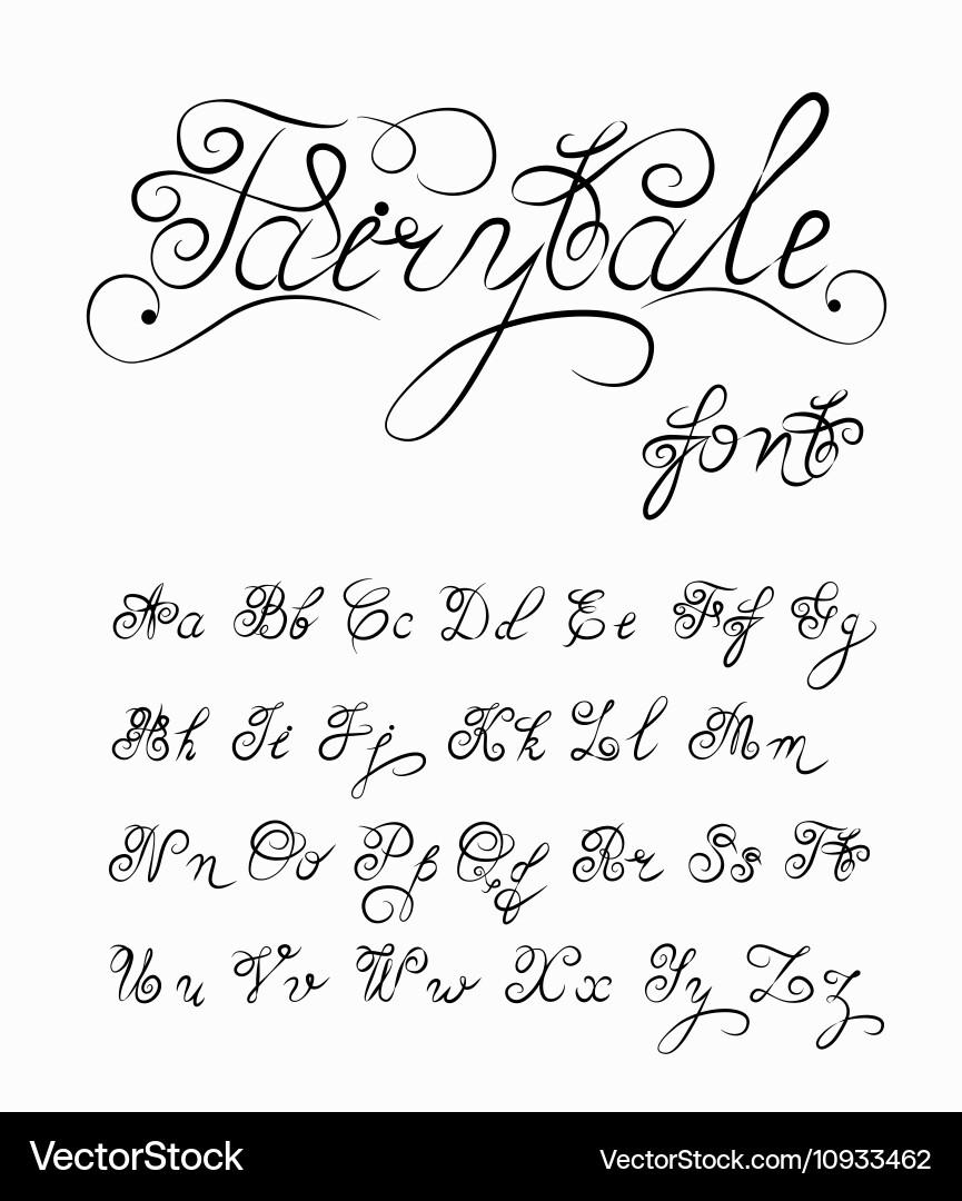 Fairytale hand drawn calligraphic font Royalty Free Vector