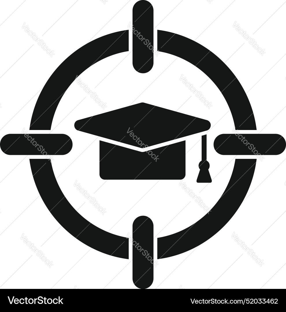 Graduation cap target representing achieving Vector Image
