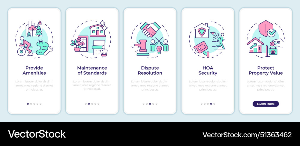 Hoa pros onboarding mobile app screen Royalty Free Vector