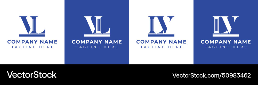 Letters lv and vl pillar logo suitable Royalty Free Vector