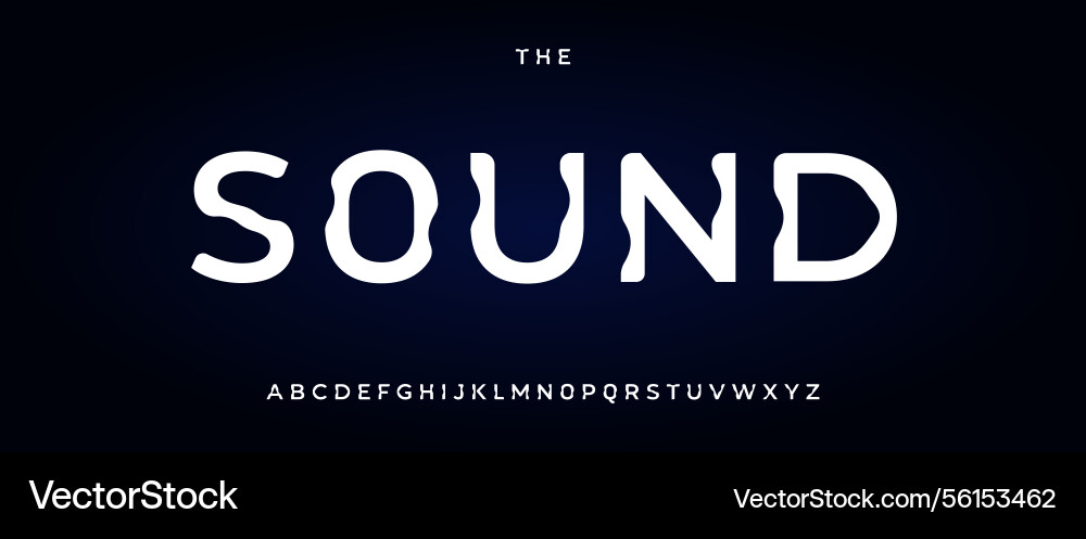 Modern soundwave-inspired font with wavy Vector Image