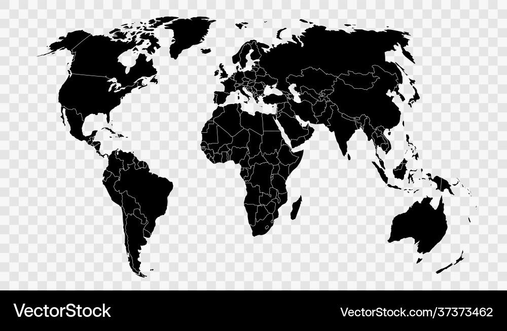 Political world map on transparent background Vector Image