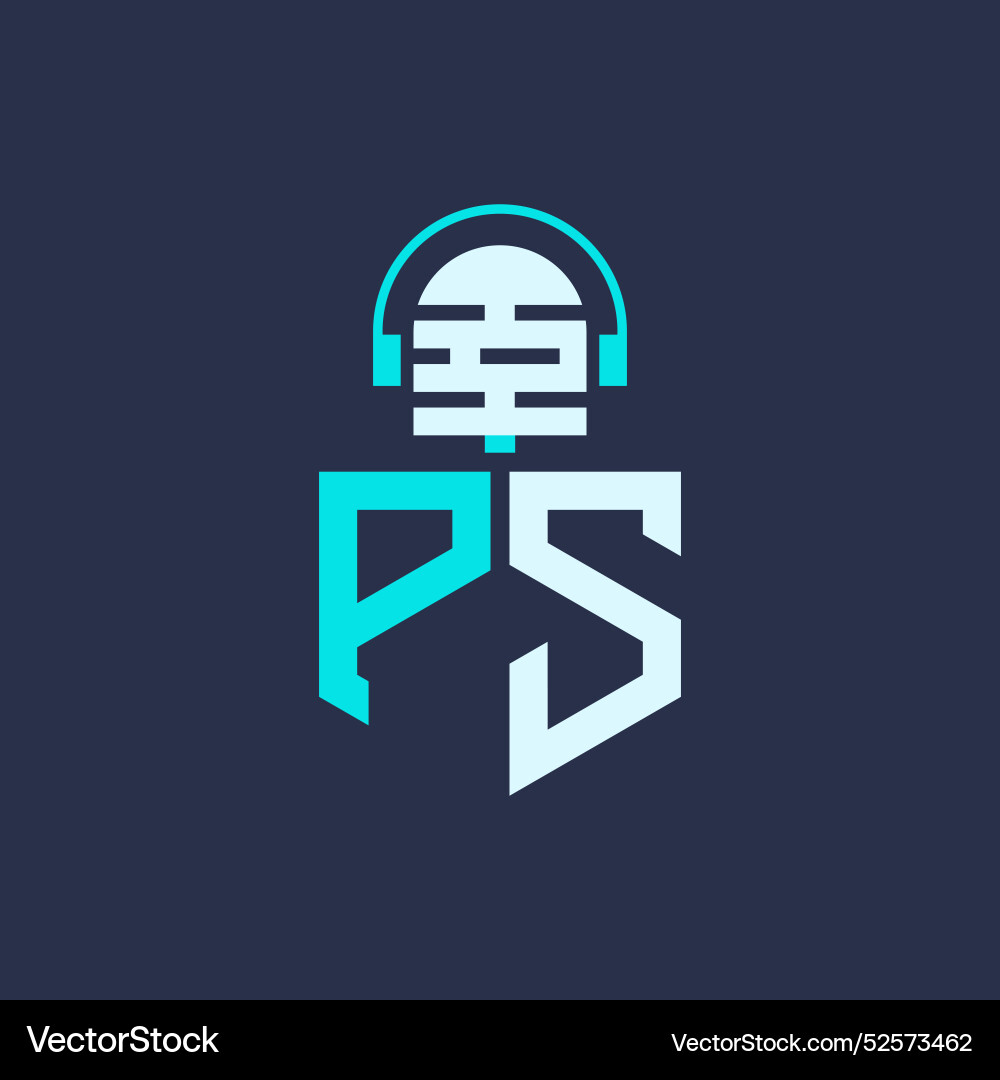 Ps microphone logo design for audio music Vector Image
