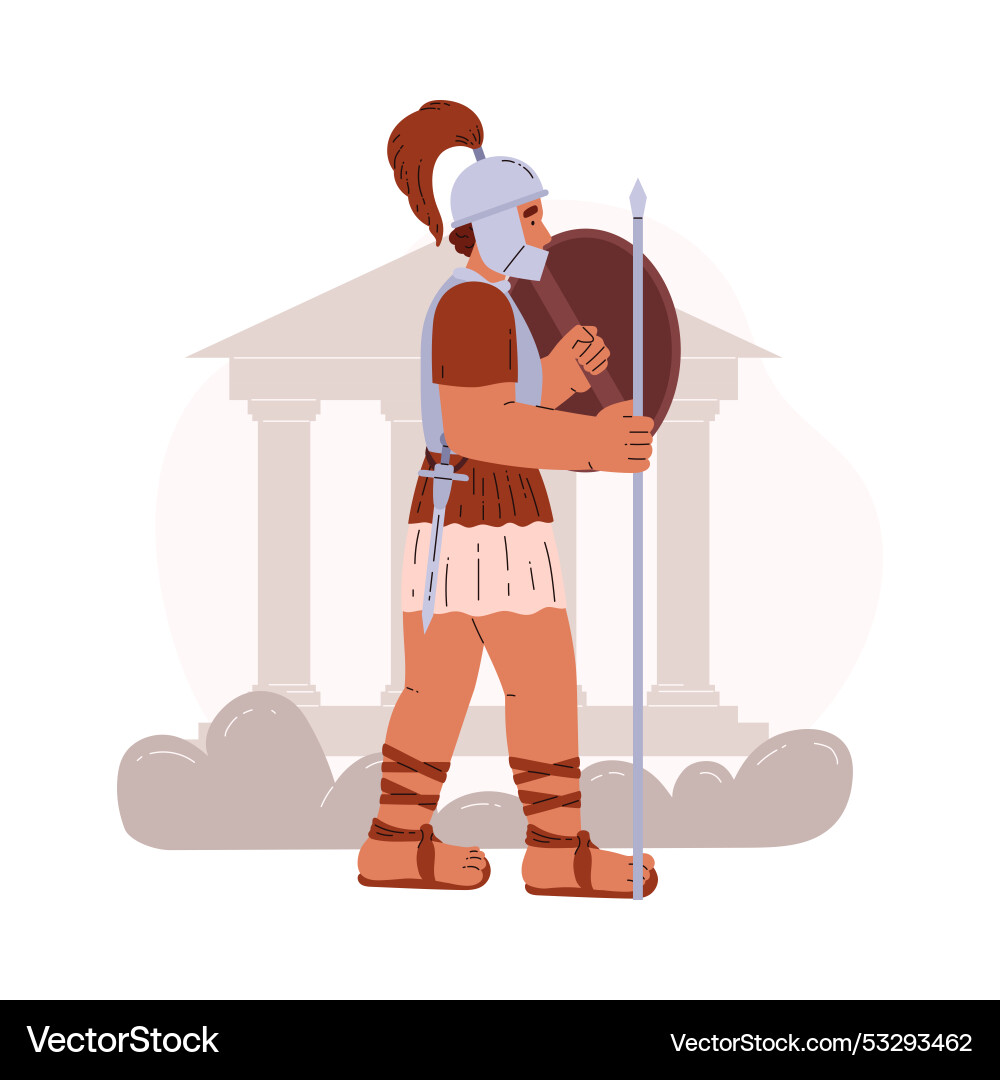 Roman legionary with a spear and shield Royalty Free Vector