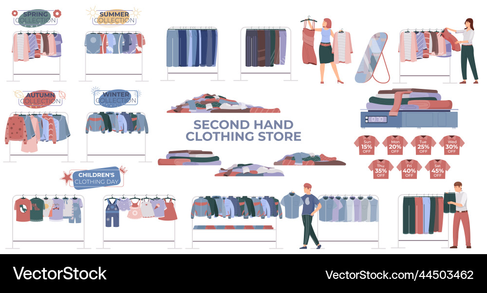 Second hand clothes set Royalty Free Vector Image