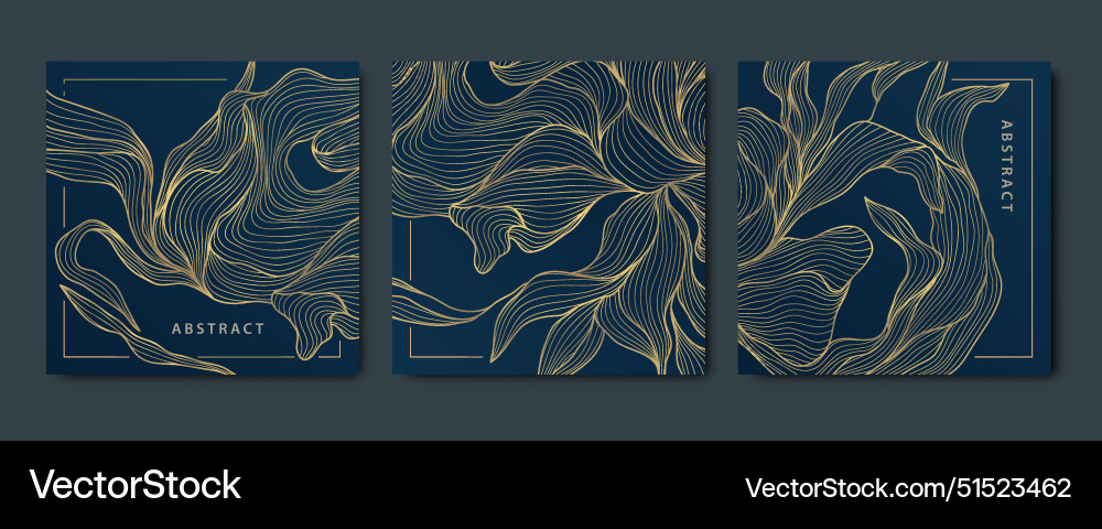 Set of floral design backgrounds square Royalty Free Vector