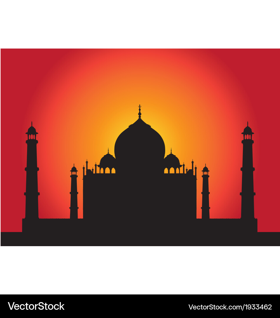Sunset taj mahal Royalty Free Vector Image - VectorStock