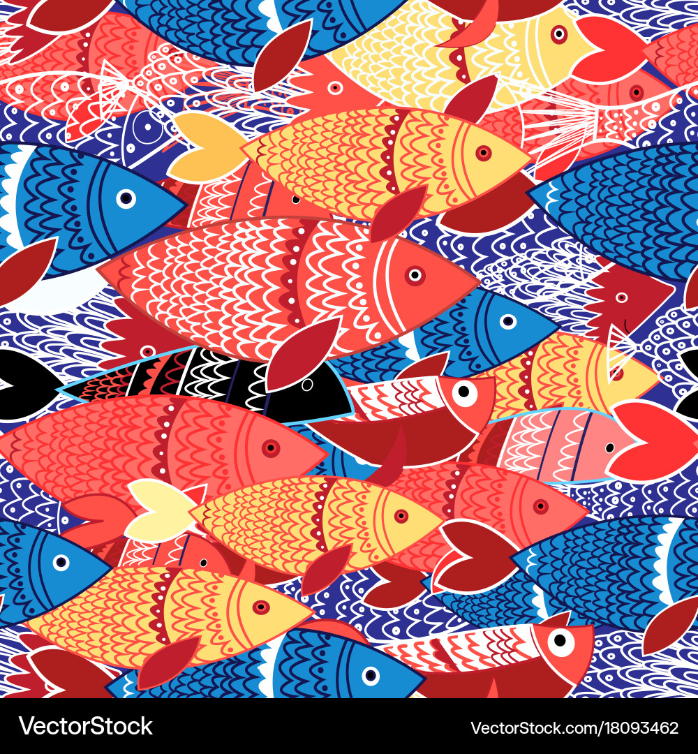 Vibrant Fish Pattern Royalty Free Vector Image