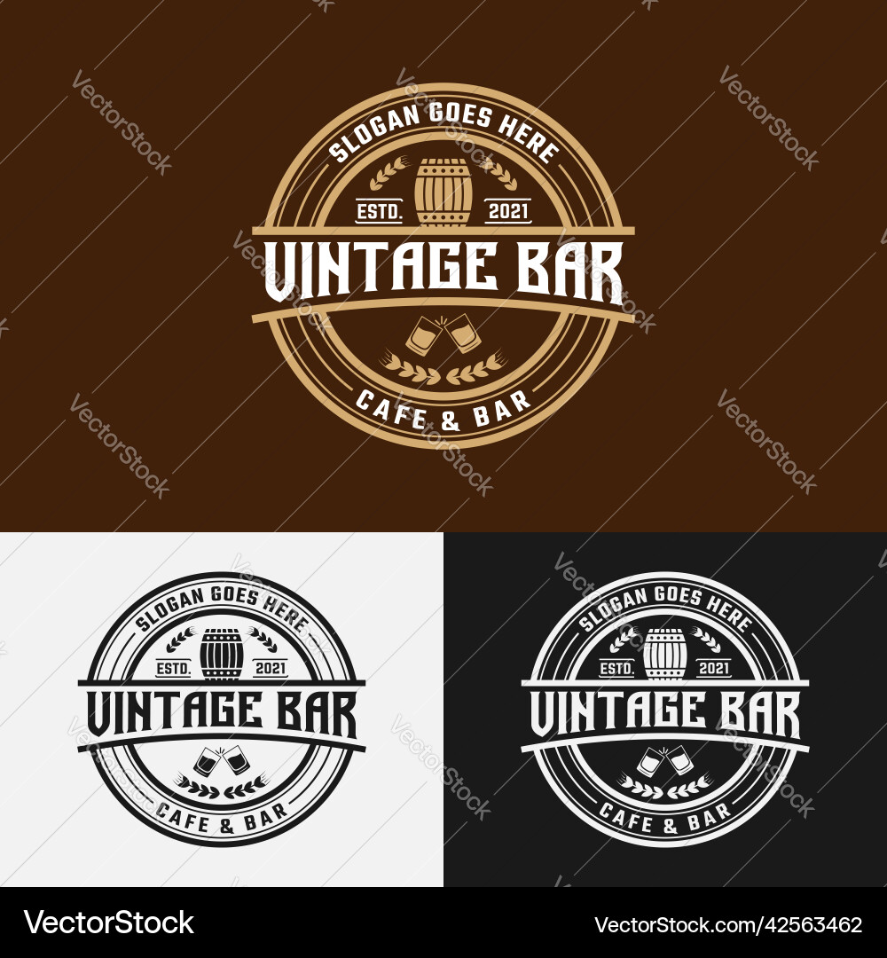 Vintage bar cafe stamp label logo design template Vector Image