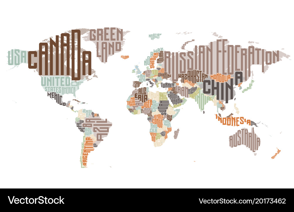 World map made of typographic country names Vector Image