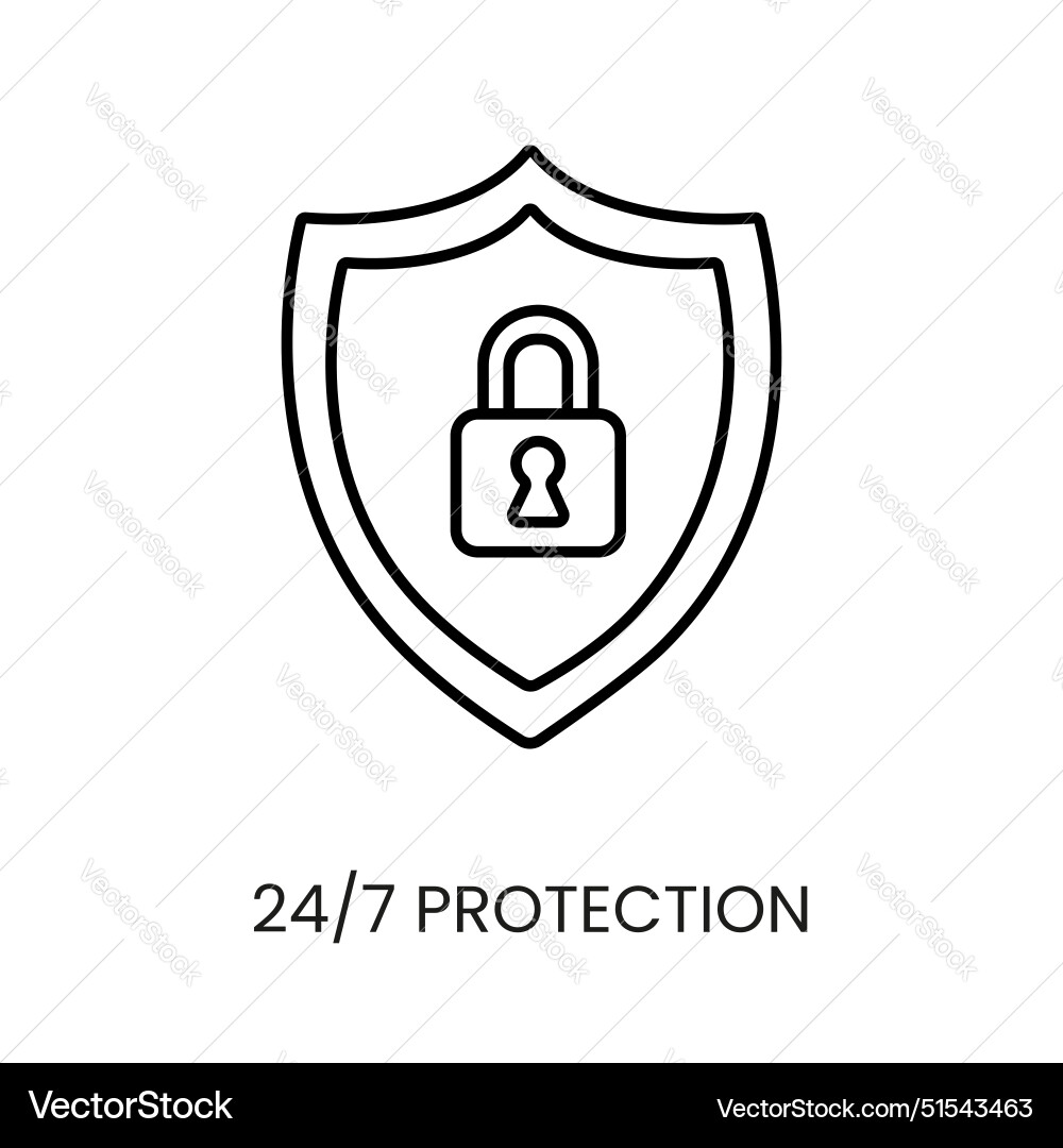24 on 7 protection line icon for packaging Vector Image