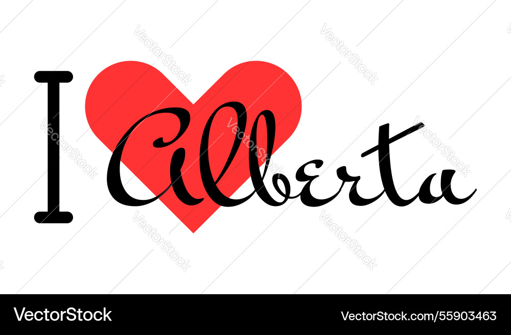 I love alberta canada hand drawn letters with red Vector Image