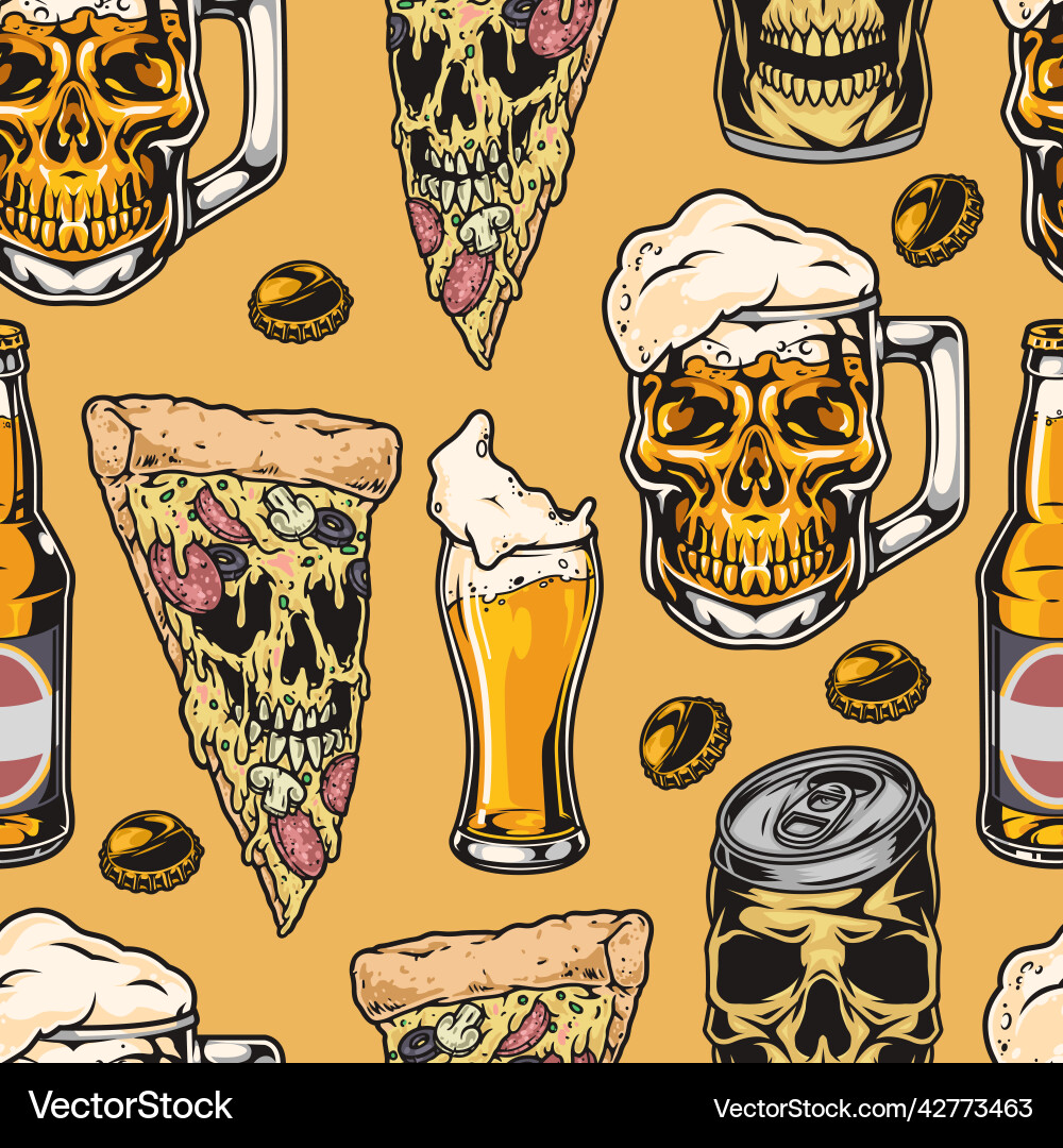 Junk food pattern seamless colorful Royalty Free Vector