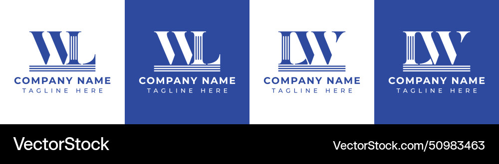 Letters lw and wl pillar logo suitable Royalty Free Vector