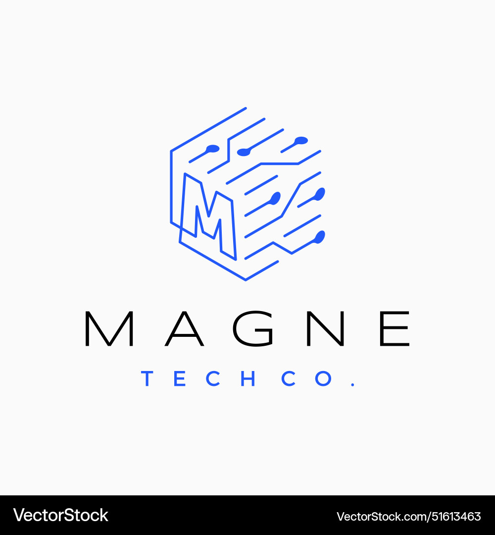 M letter cube tech logo icon Royalty Free Vector Image