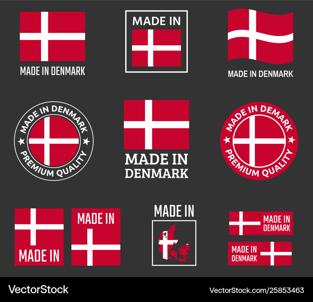 Made in denmark labels set kingdom Royalty Free Vector Image
