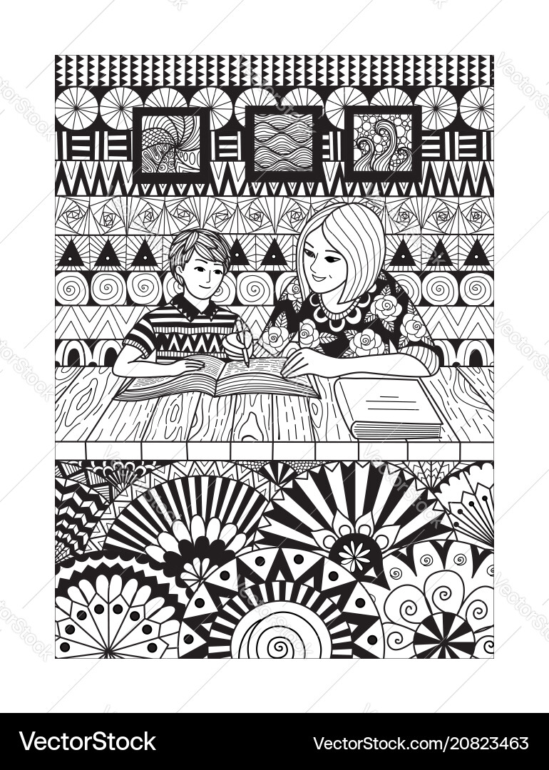 Mom help with study Royalty Free Vector Image - VectorStock