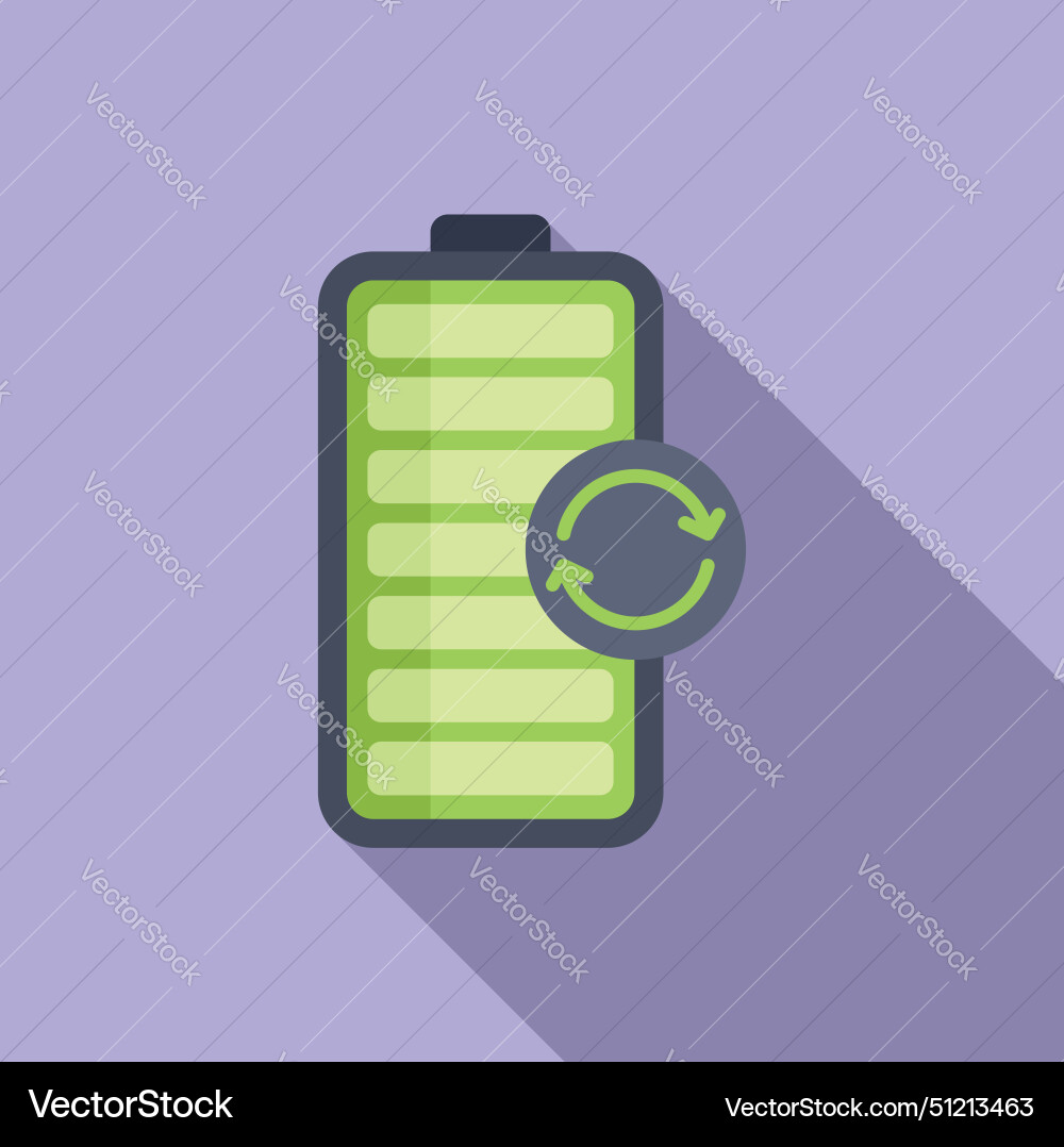 Recharging new battery icon flat power Royalty Free Vector