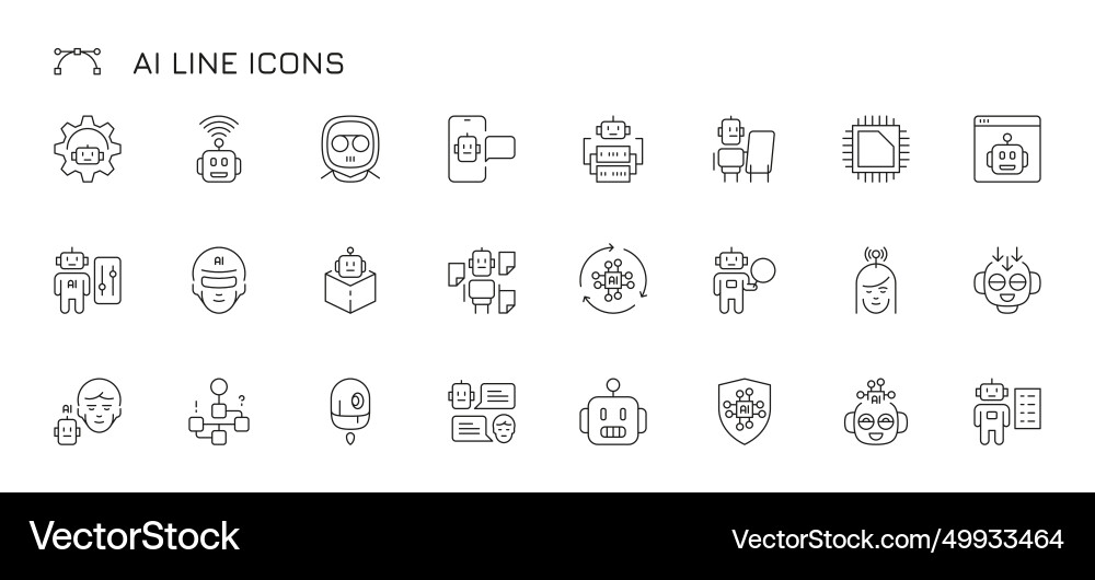 Ai line icon artificial intelligence bot voice Vector Image