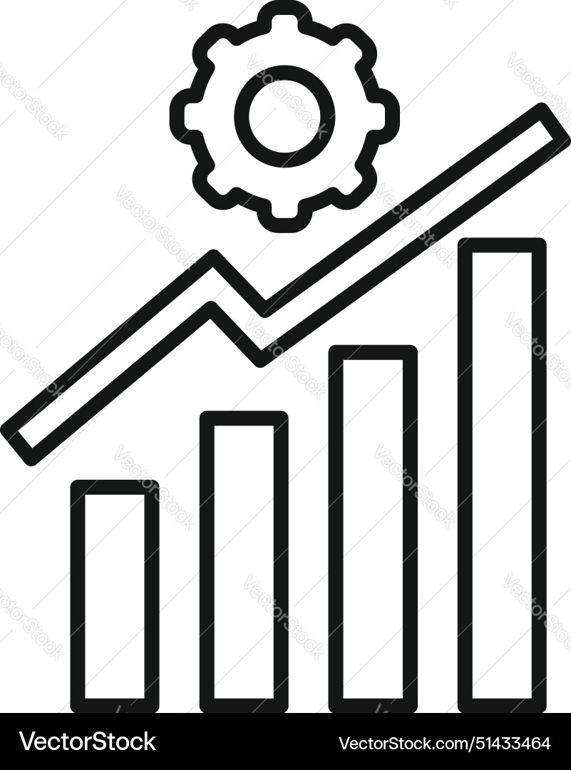 Business growth icon with gear and graph Vector Image