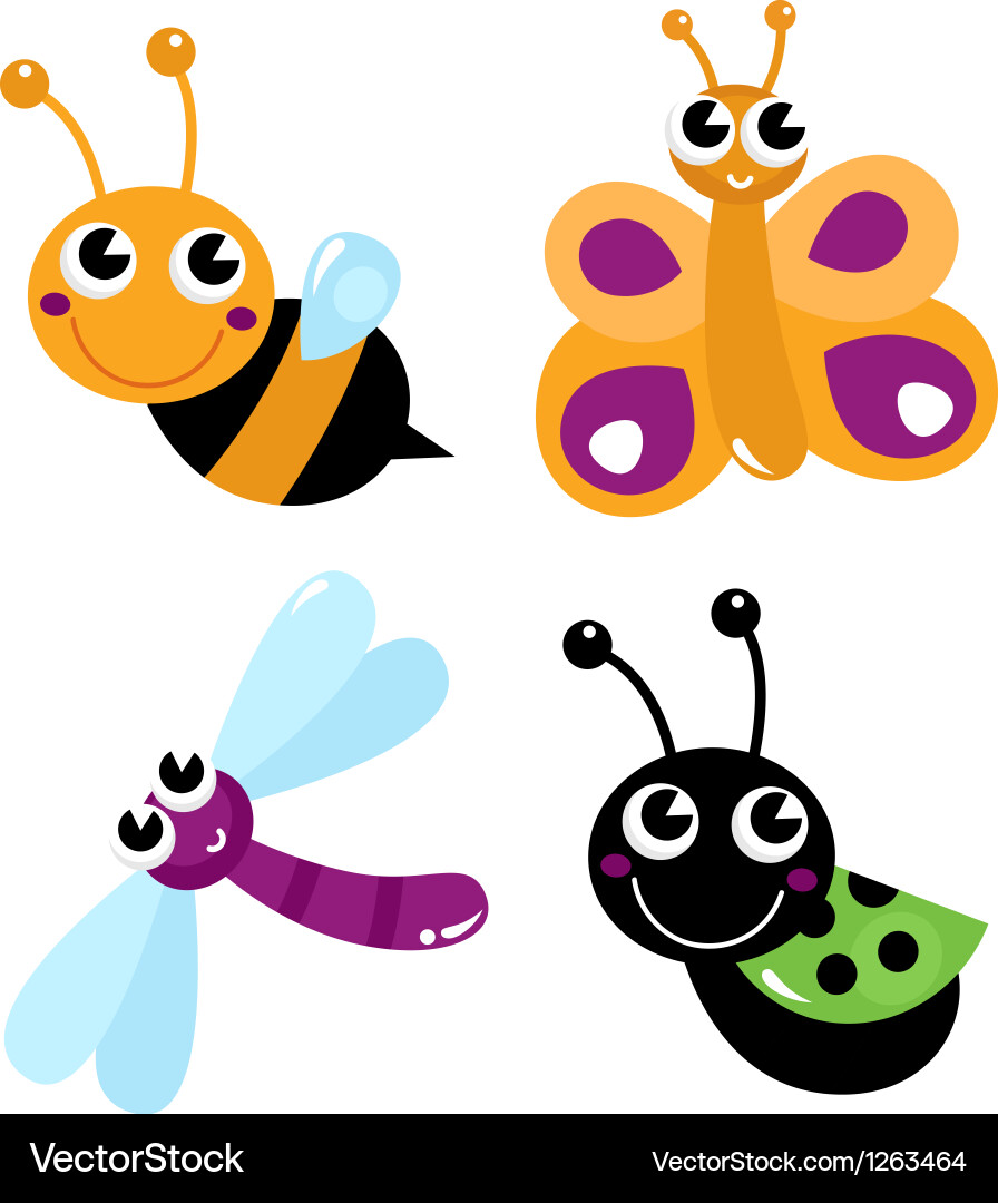 Colorful Cartoon Bugs Royalty Free Vector Image