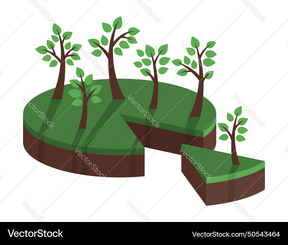 Diagram pie with trees for green statistics Vector Image