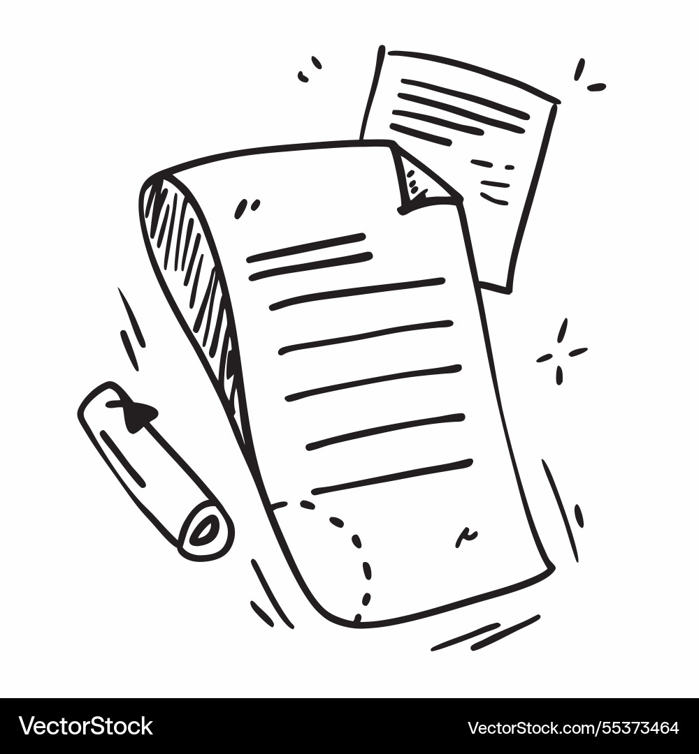 Doodle line icon of a document concept Royalty Free Vector